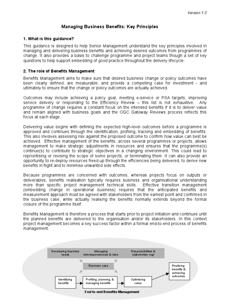 Benefits Management - Key Principles (Ogc) | PDF | Risk | Project ...