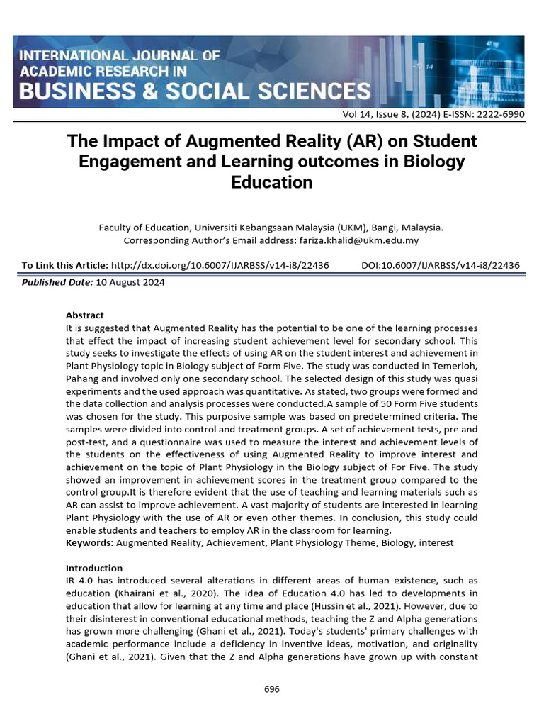 The Impact of Augmented Reality AR On Student Enga | PDF | Augmented ...