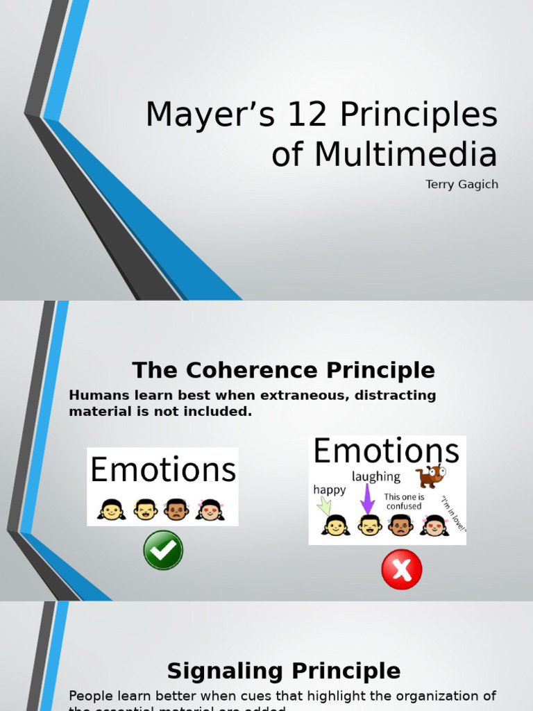 Mayer's 12 Principles of Multimedia: Terry Gagich | PDF | Multimedia ...