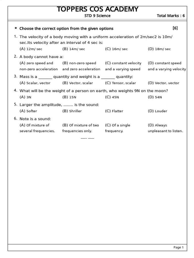 Community Post (5 MCQ - Phy) | PDF