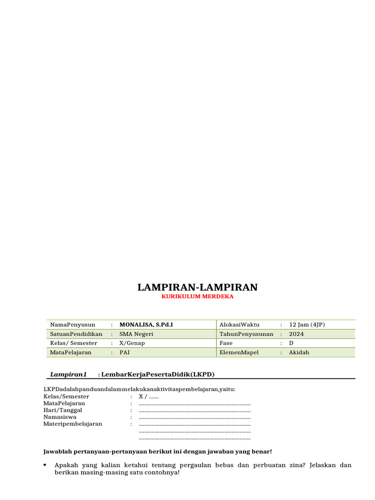 LKPD Untuk PPL 1 PBL | PDF