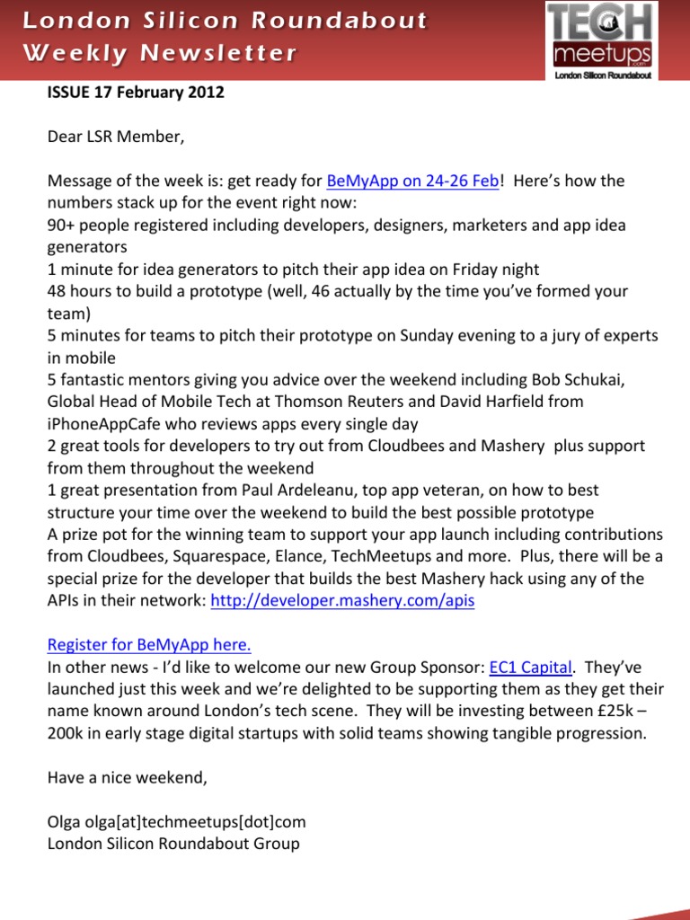 London Silicon Roundabout Newsletter | PDF | Computers