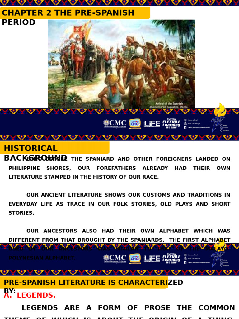 Pre-Spanish Philippine Literature Overview | PDF | Legends | Epic Poetry