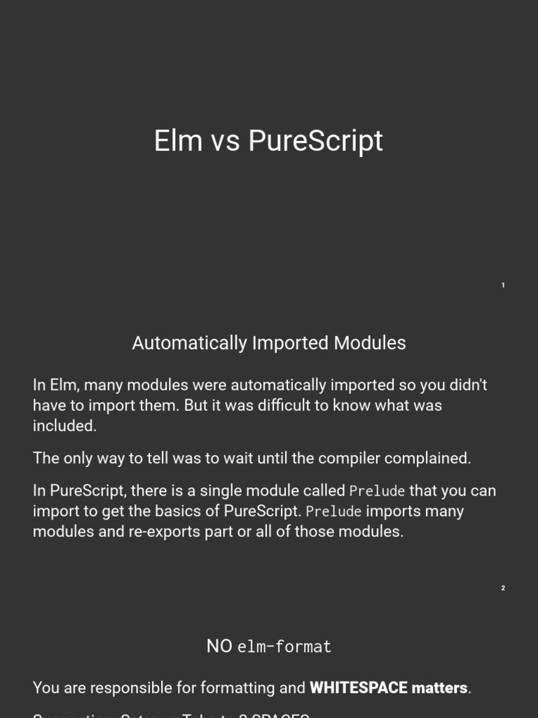 Elm Vs Pure Script | PDF | Boolean Data Type | Anonymous Function