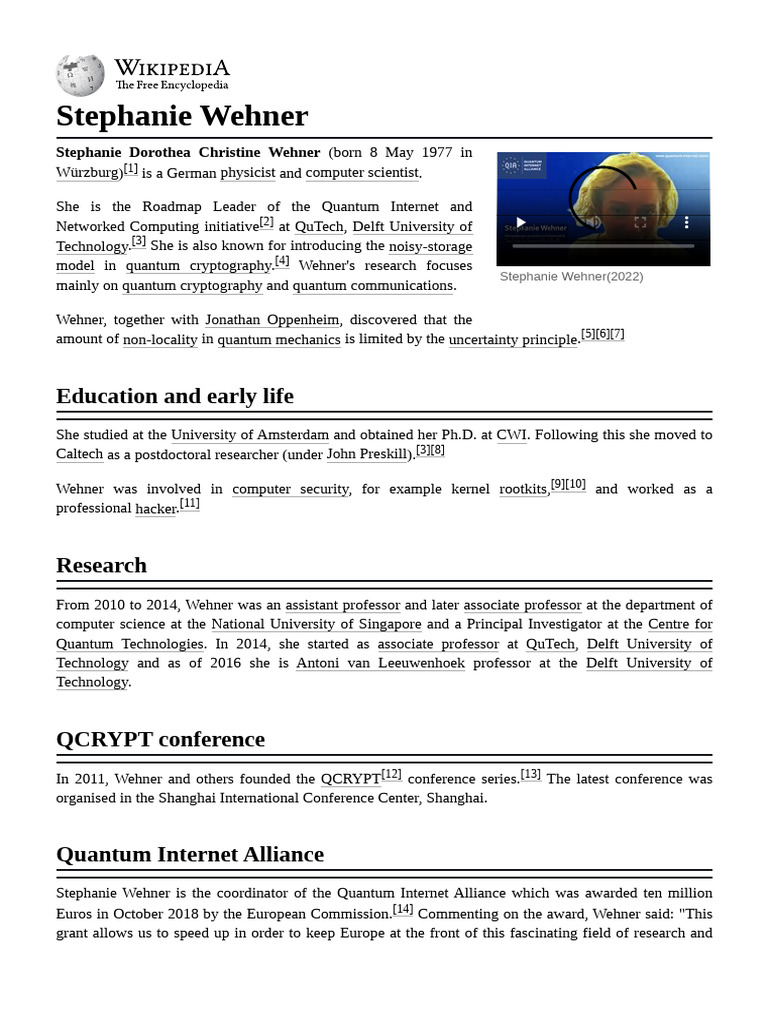 Stephanie_Wehner | PDF | Theoretical Physics | Quantum Mechanics