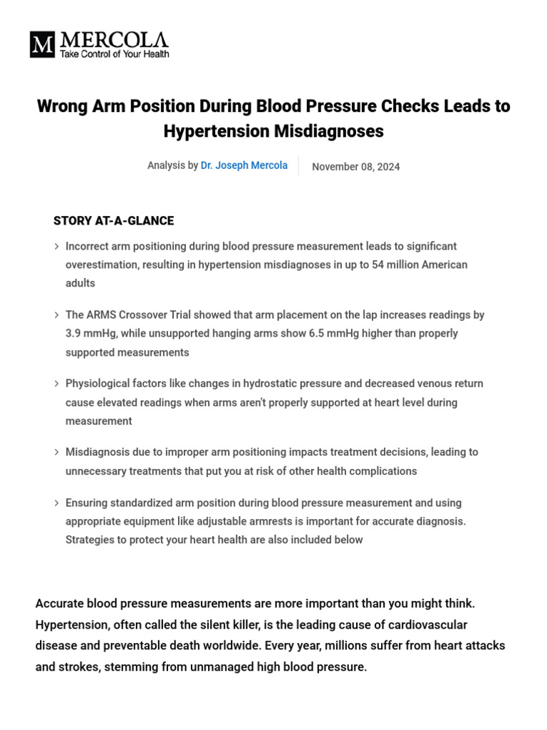 arm-position-blood-pressure-pdf | PDF | Blood Pressure | Hypertension