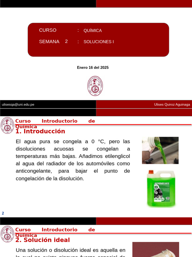 Ein 2025 Sem02 Soluciones-I | PDF | Solubilidad | Concentración