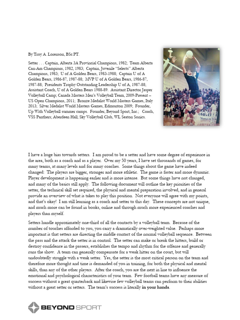 Volleyball Setter Mastery Guide | PDF | Volleyball