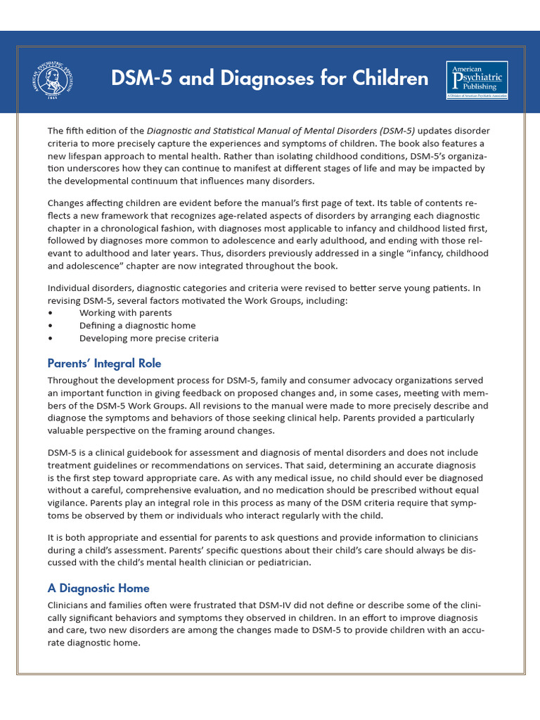 DSM-5 Updates for Child Diagnoses | PDF | Dsm 5 | Mental Disorder