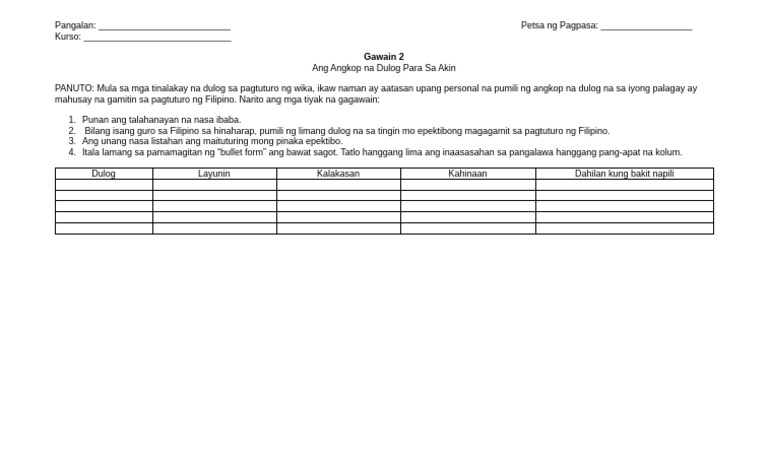Angkop Na Dulog | PDF