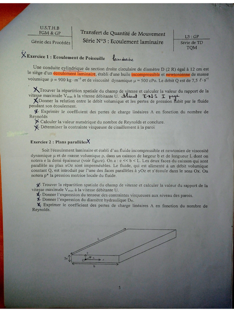 TD3+Solution Transfert de Quantité de Mouvement | PDF