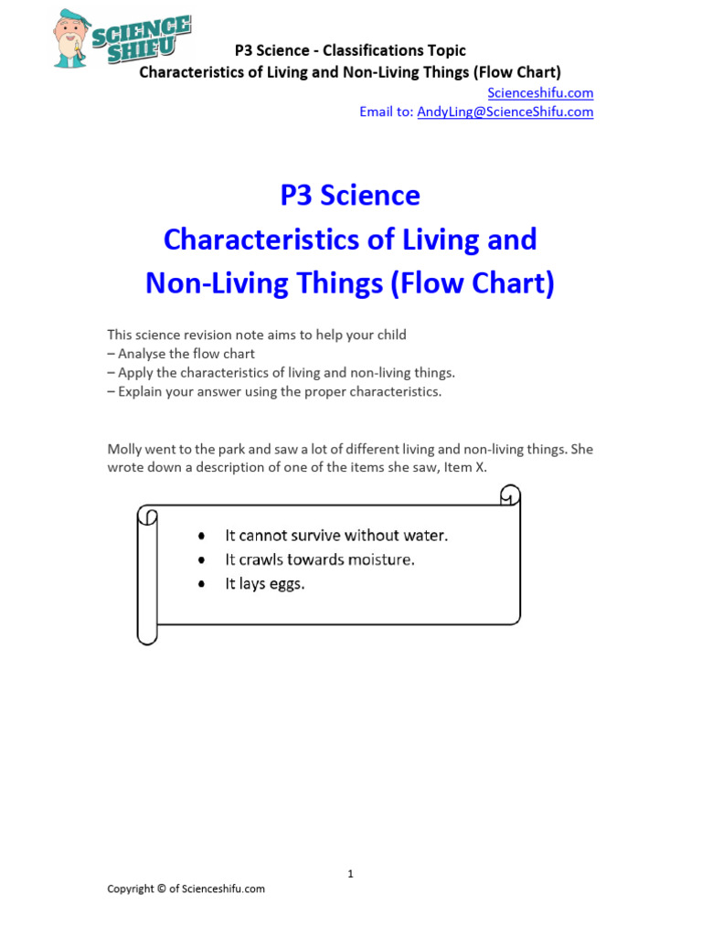 Science Revision Notes -P3 Topic Characteristics of living things with ...
