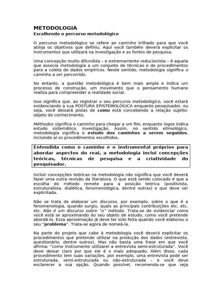 Metodologis e Tipos de Pesquisa | PDF | Conhecimento | Metodologia