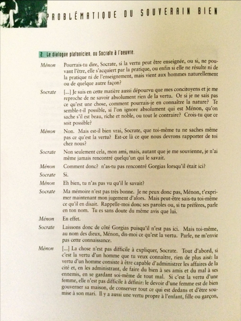 Platon Menon Socrate Methode | PDF