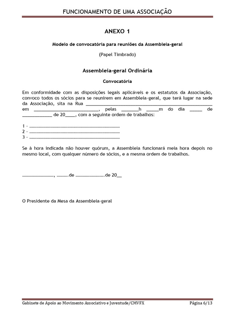 Convocatória para Assembleia-geral | PDF