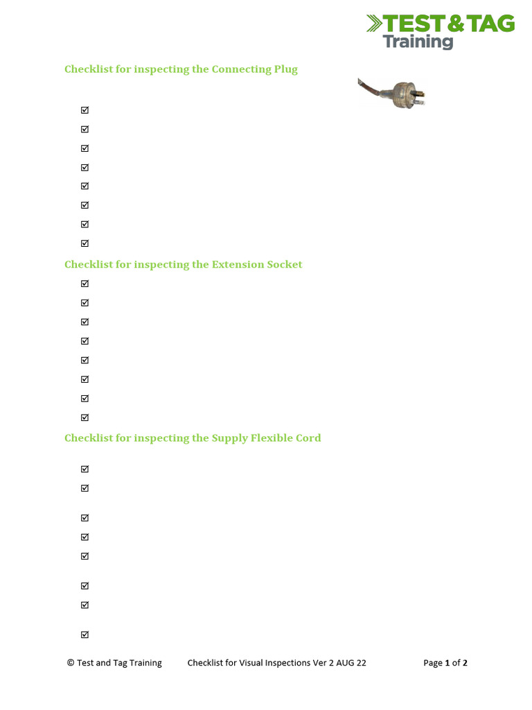 Visual Inspection Checklist for Electrical Equipment | PDF | Electrical ...