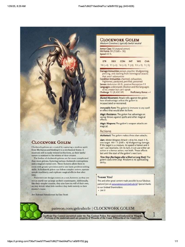 Clockwork Golem | PDF