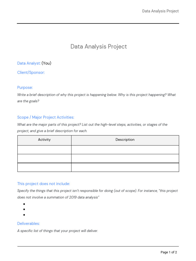 Data Analysis Project Overview | PDF