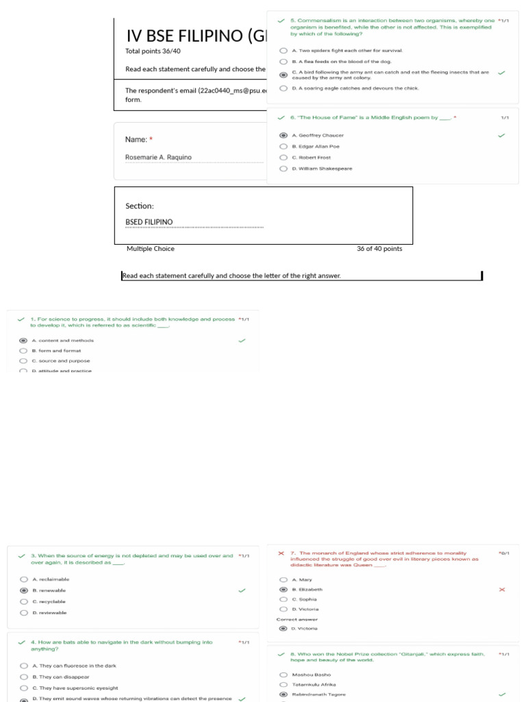 My Quiz 5 Rose | PDF