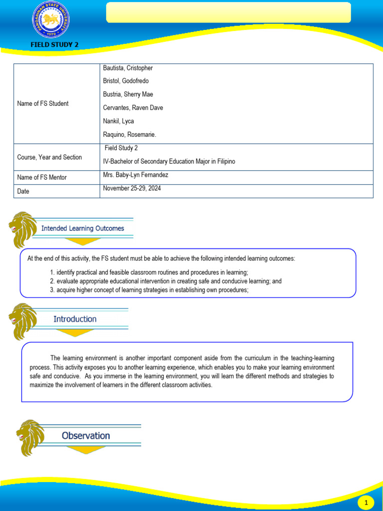 Activity 2( Making a Learning Environment Safe and Conducive) | PDF | Learning | Teachers