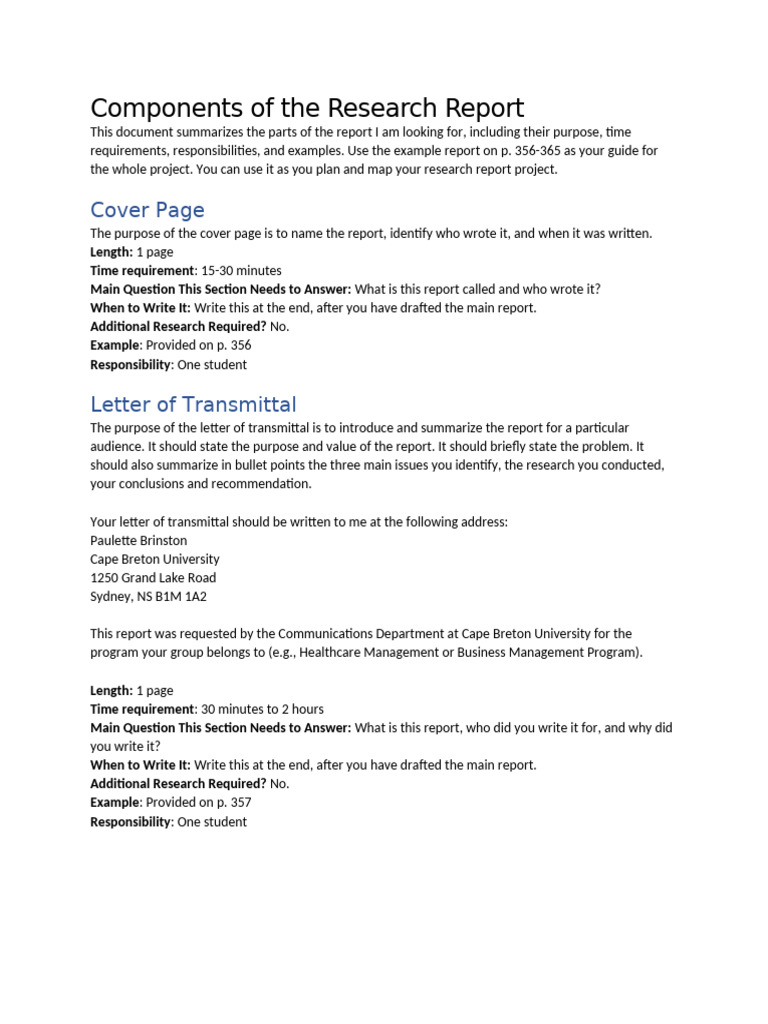 Components of a Research Report | PDF | Apa Style
