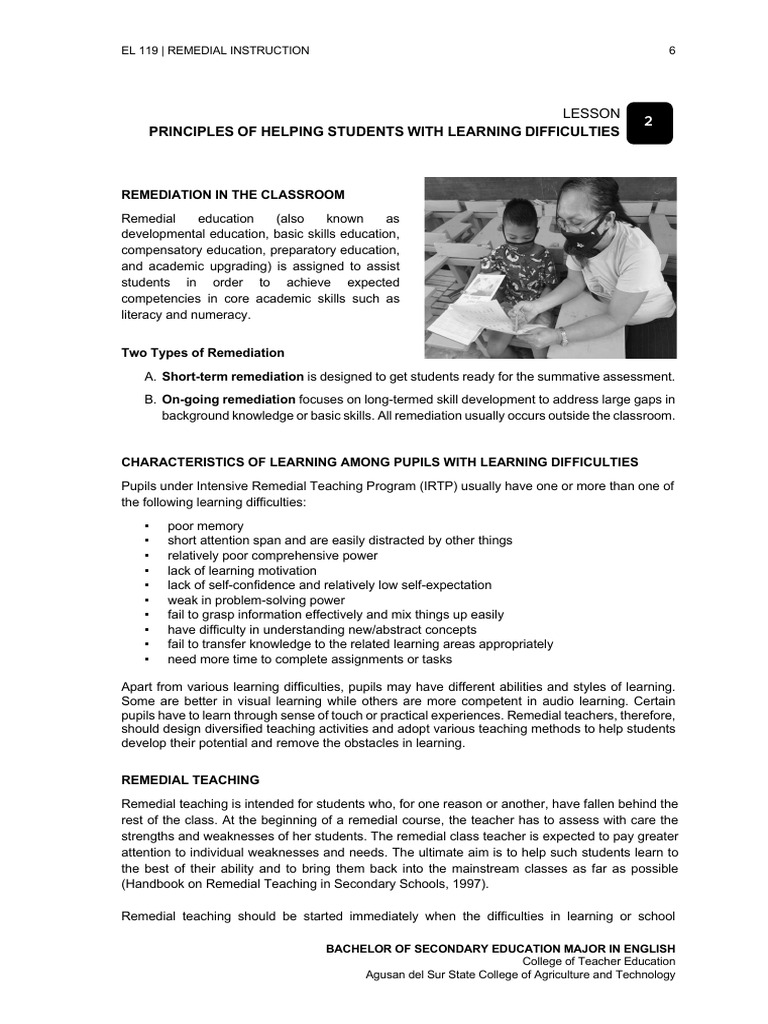 Lesson 2 - Remedial Instructions | PDF | Teachers | Learning