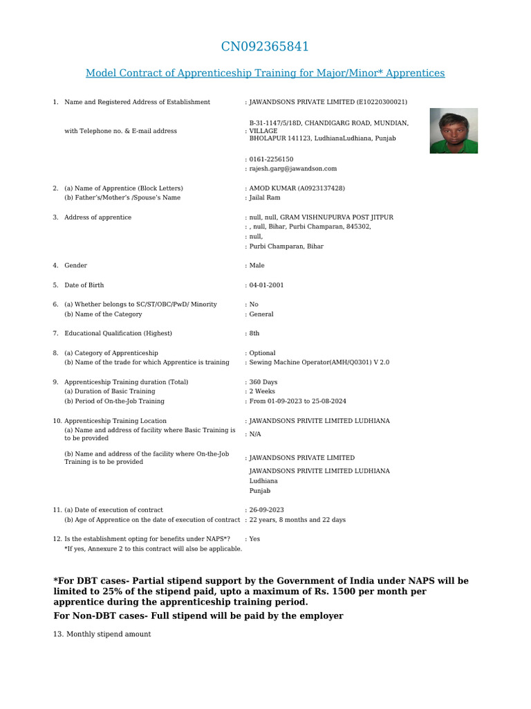 AMOD KUMAR | PDF | Apprenticeship | Private Law AMOD KUMAR | PDF | Apprenticeship | Private Law