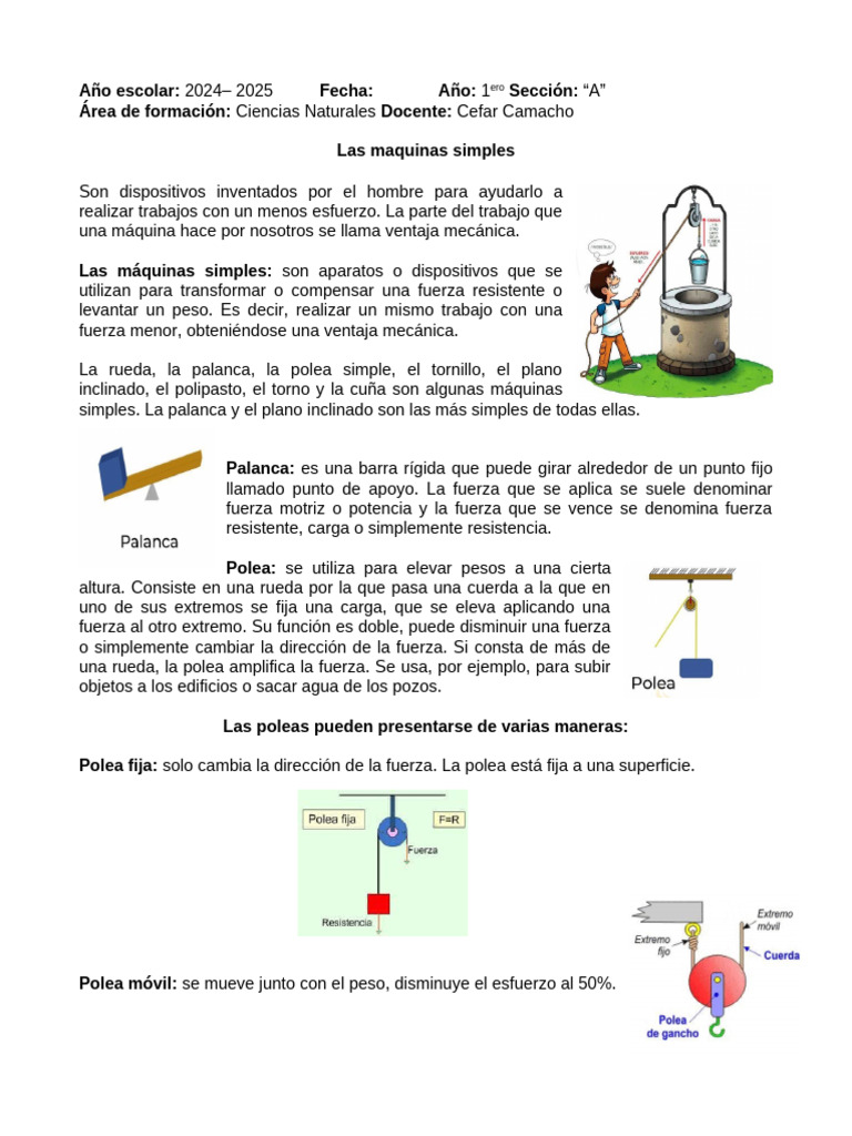 Las Maquinas Simples | PDF | Máquinas | Bienes manufacturados