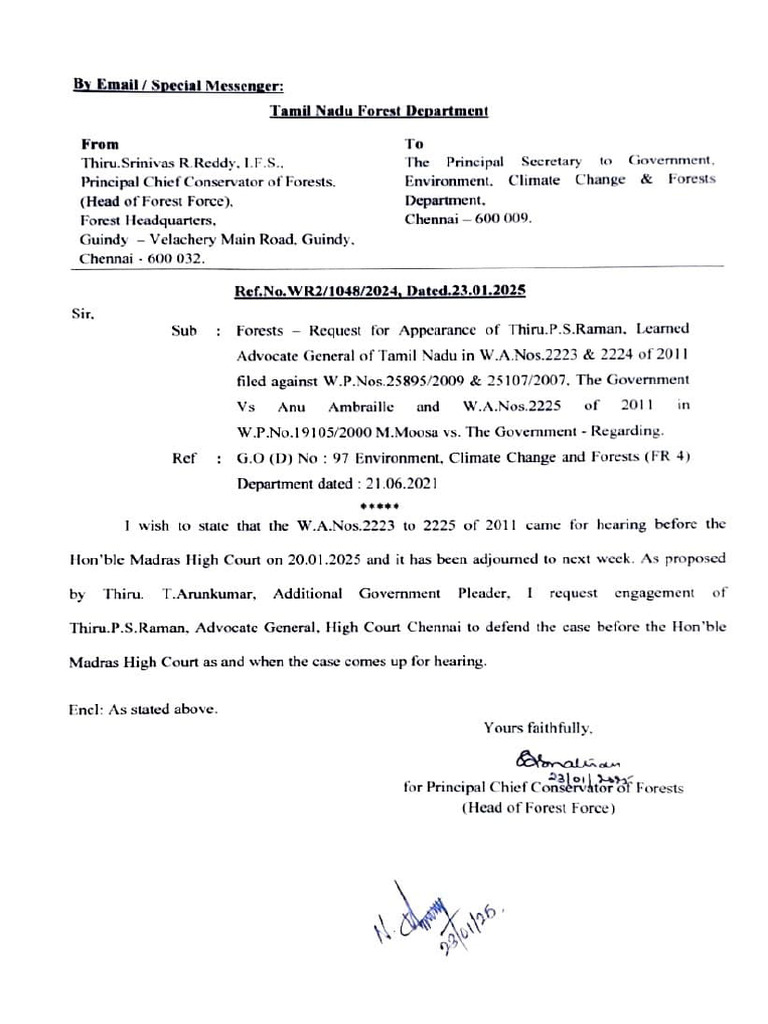 PCCF Letter To Govt To Engage Advocate General | PDF