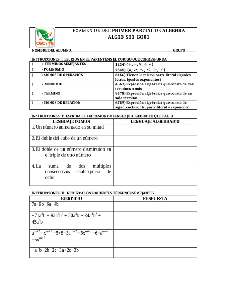 Alg13 S01 Po01 | PDF | Matemáticas | Álgebra