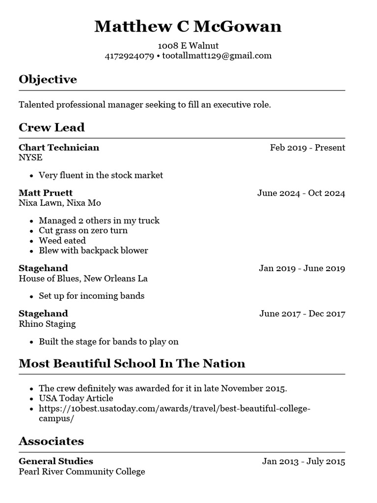 Resume Matthew C McGowan | PDF