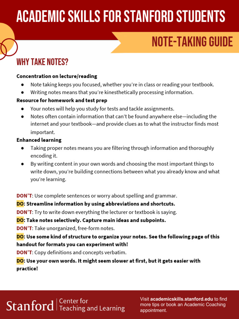 General Note-Taking Guide | PDF | Information | Learning