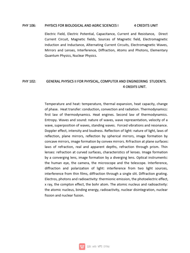 PHY 106 & 102 outline-1 | PDF