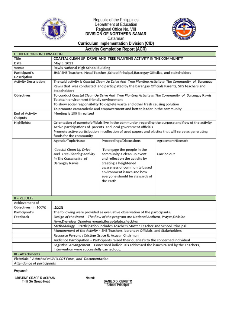 ACR ACTION PLAN clan up drive | PDF