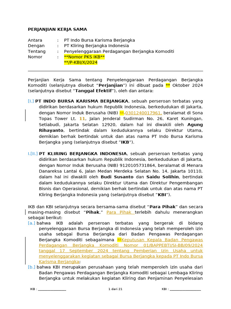 PKS 2024 - IKB KBI - Penyelenggaraan Perdagangan Berjangka Komoditi - Rev7KBI | PDF