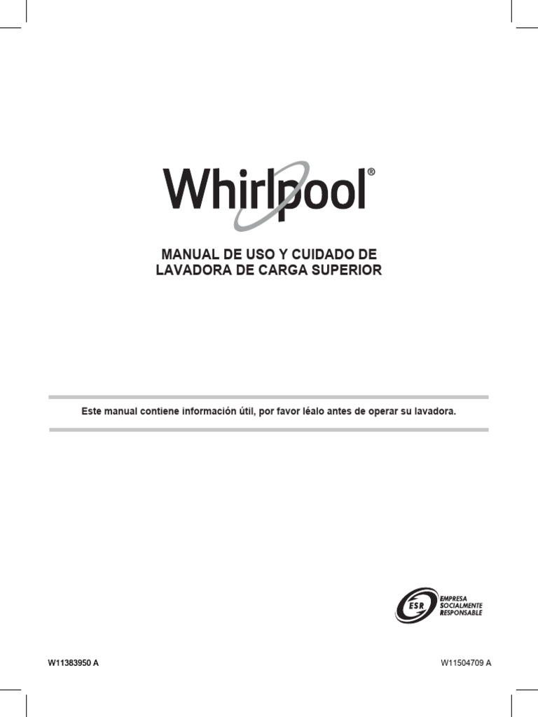 Manuales Lavadora Whirlpool | PDF | Lavadora | Agua