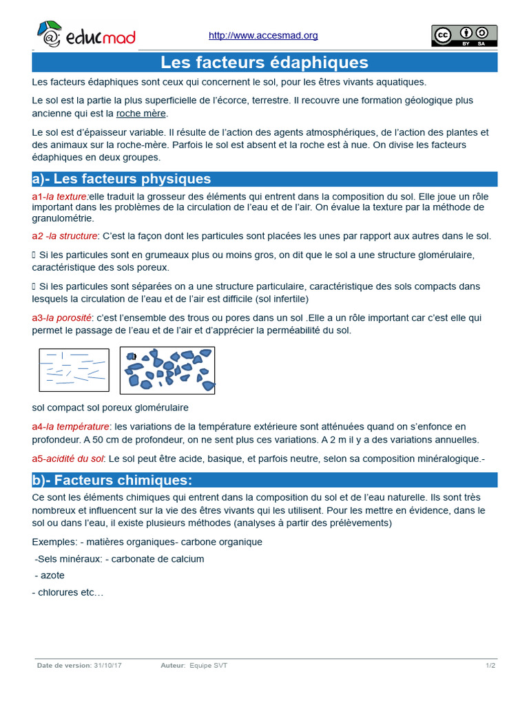Facteurs édaphiques et leur impact | PDF | Sol (pédologie) | Eau