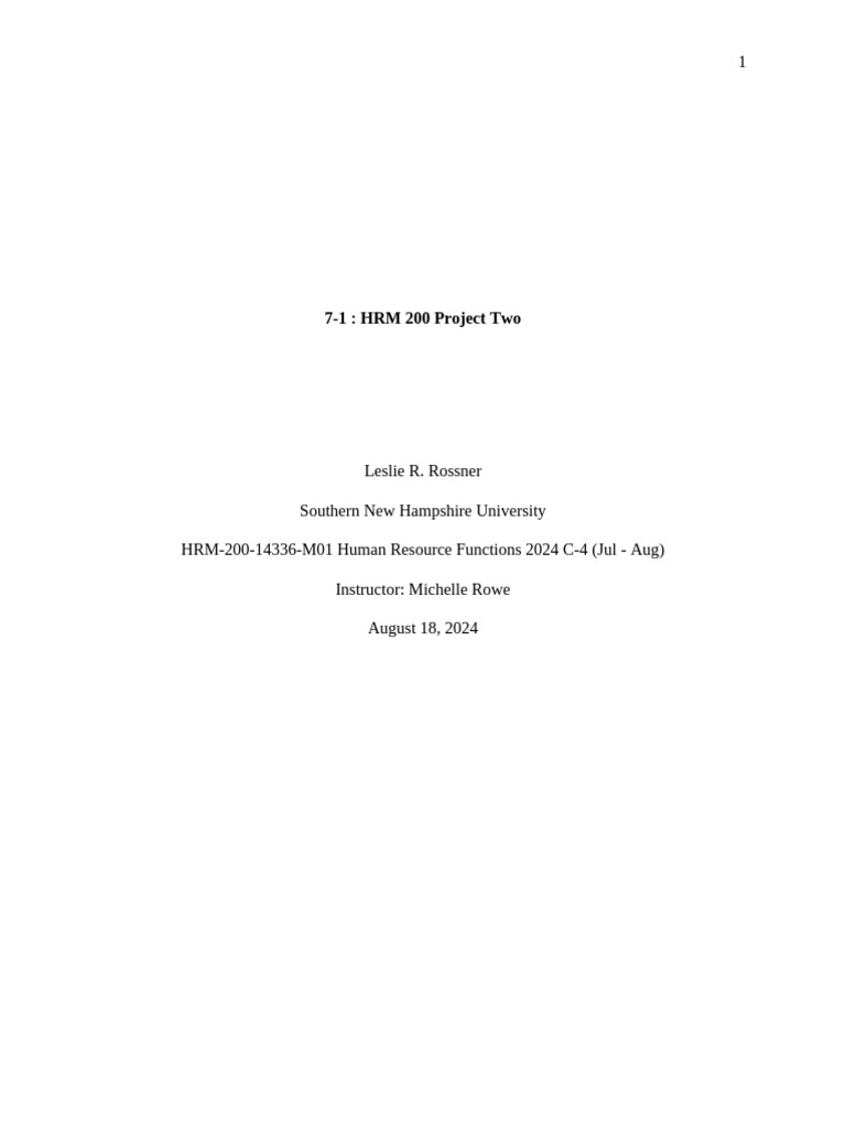 7-1 HRM 200 Project Two | PDF | Compensation And Benefits | Incentive