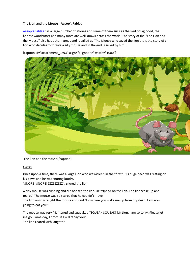 The Lion and the Mouse: Aesop's Fable | PDF