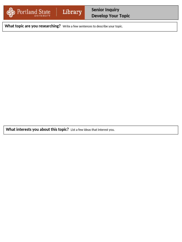 Topic Development Worksheet | PDF