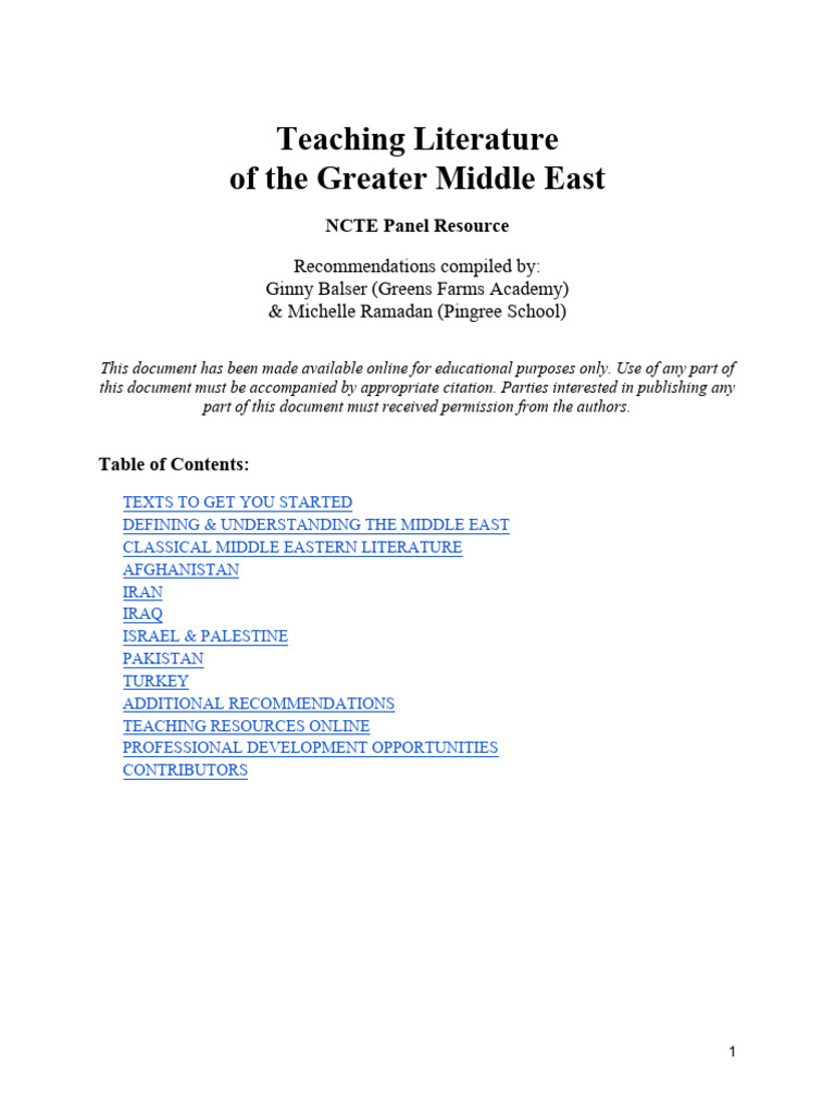 TeachingLiteratureoftheGreaterMiddleEast Balser Ramadan NCTEResource ...