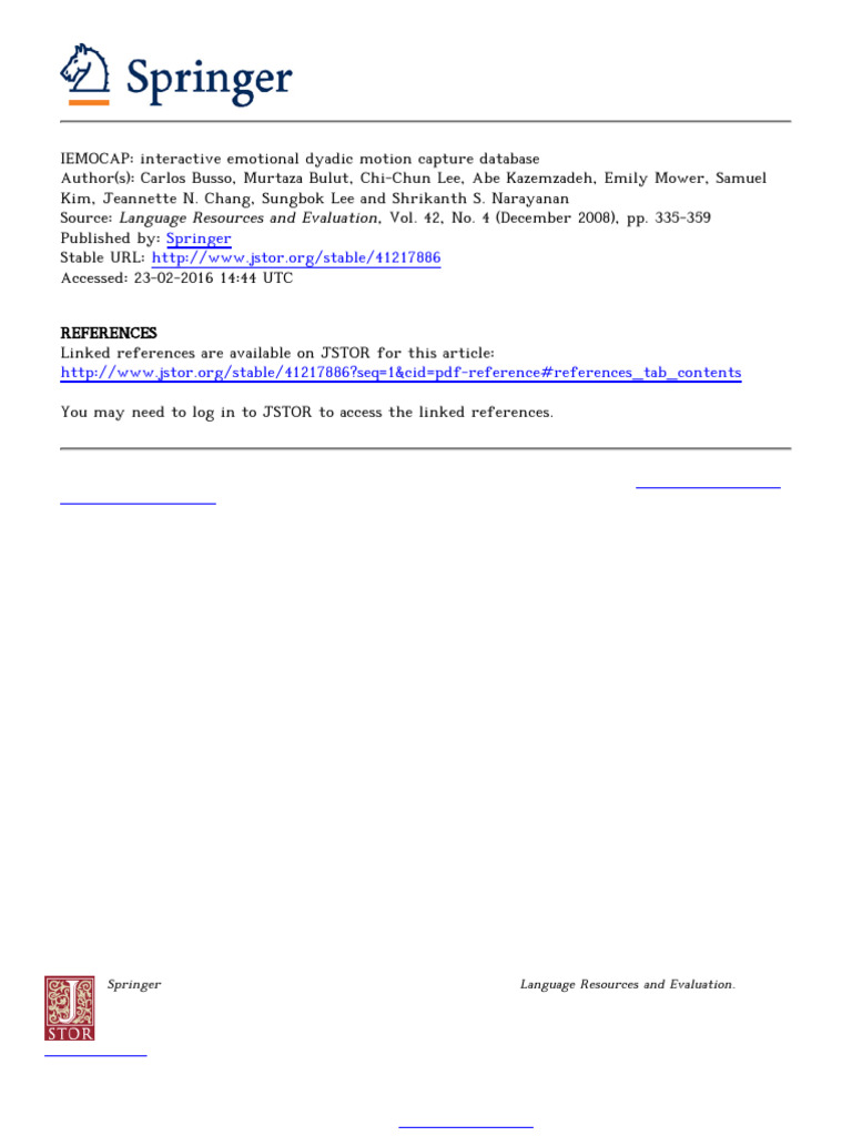 IEMOCAP Dataset Overview and Insights | PDF | Emotions | Psychology