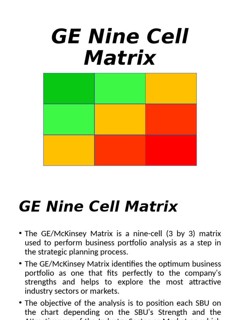 2. GE Nine Cell Matrix | PDF | Investing | Business Economics