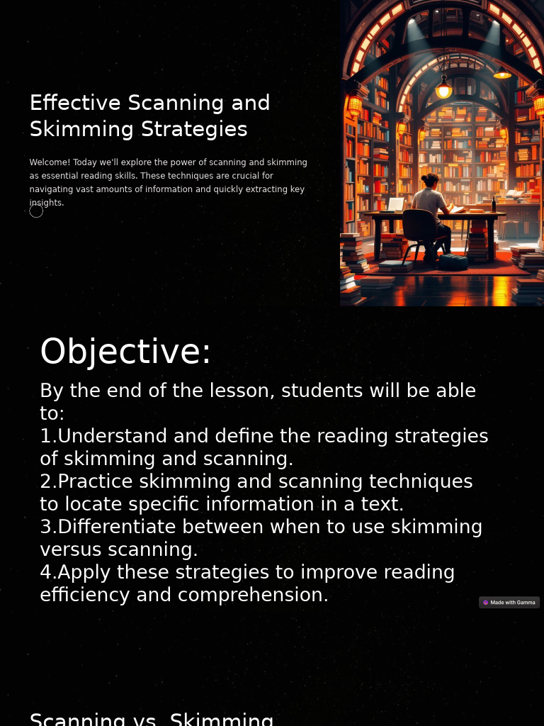 Effective-Scanning-and-Skimming-Strategies | PDF | Speed Reading | Reading Comprehension