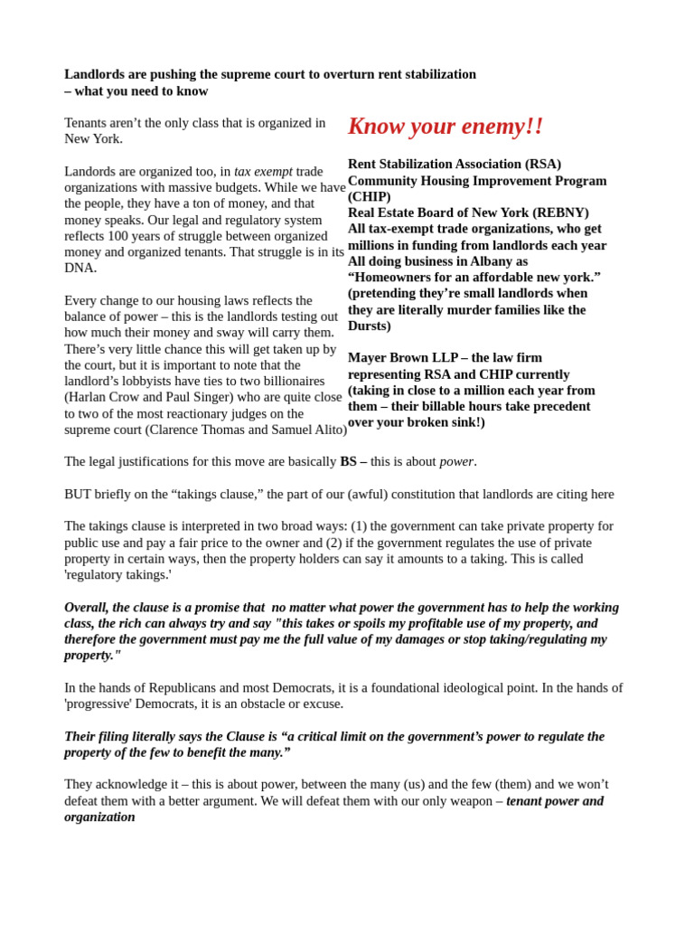 Landlord Scotus Fact Sheet | PDF | Landlord | Supreme Court Of The ...