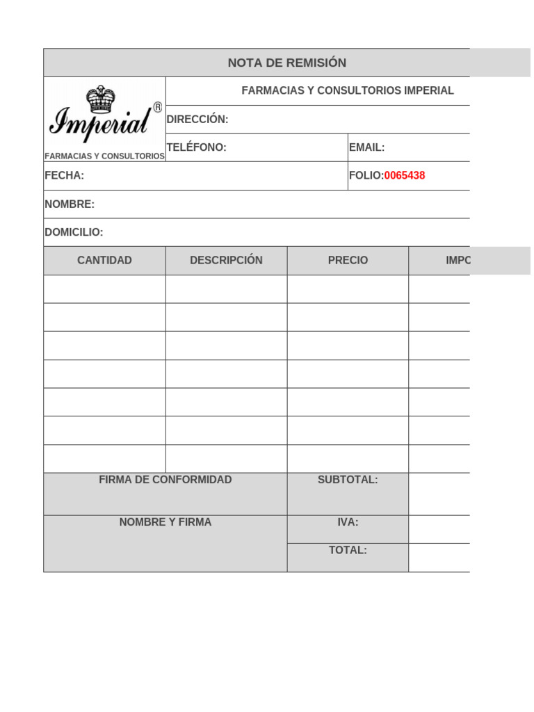 Formato de Nota de Remision en Excel 1 | PDF