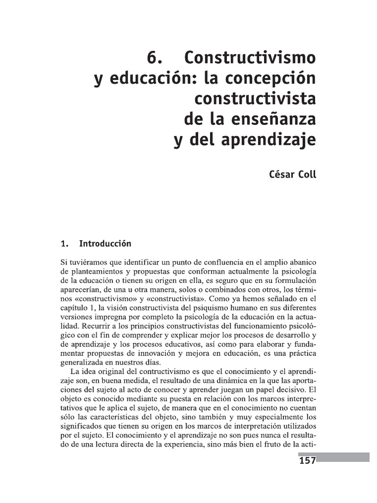Capitulo Constructivismo y Educacion | PDF