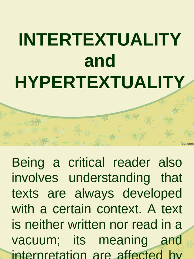 Hypertext Intertextuality | PDF | Intertextuality | Hypertext