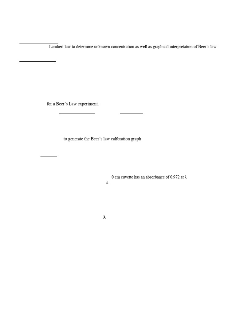 Beer-Lambert Law Practice Problems | PDF | Absorbance | Optics