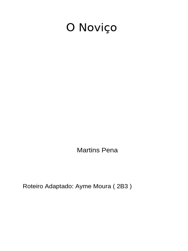 O Noviço: Fortuna e Casamento | PDF